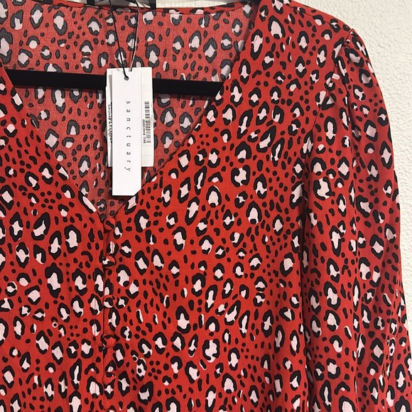 Sanctuary | Tops | Nwt Sanctuary Red And Blue Leopard Print Top | Poshmark
